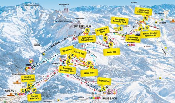 Pistenplan Dachstein West – Gosau/Russbach/Annaberg